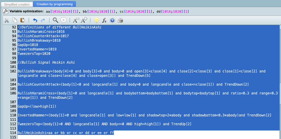 Optimization variables, how to define? : Forum ProOrder support - ProRealTime
