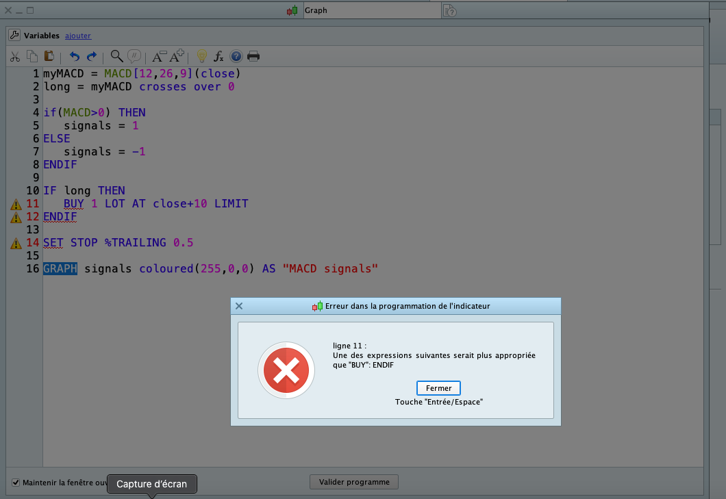 Graph fontion not working : Forum ProOrder support - ProRealTime